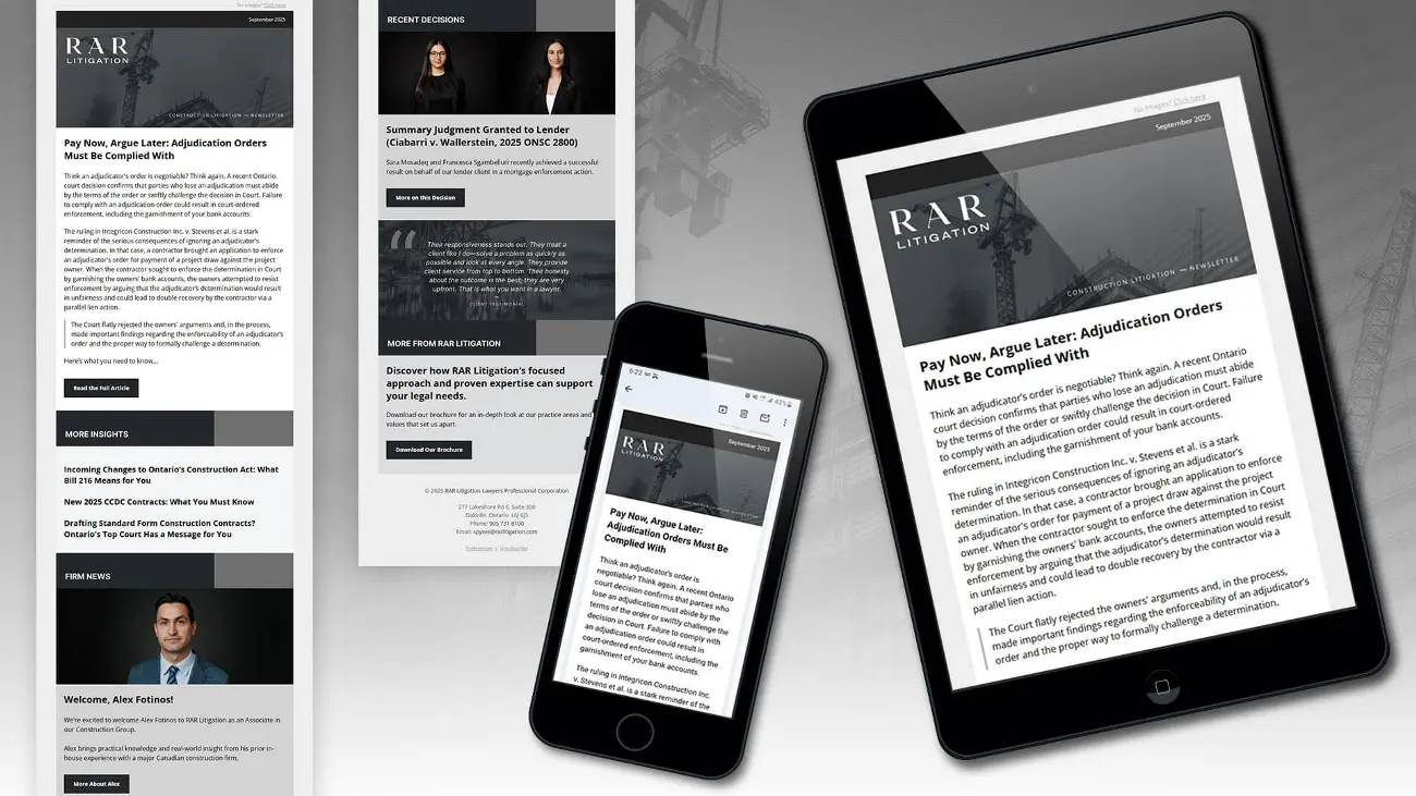 Cubicle Fugitive designs corporate brochures for RAR Litigation