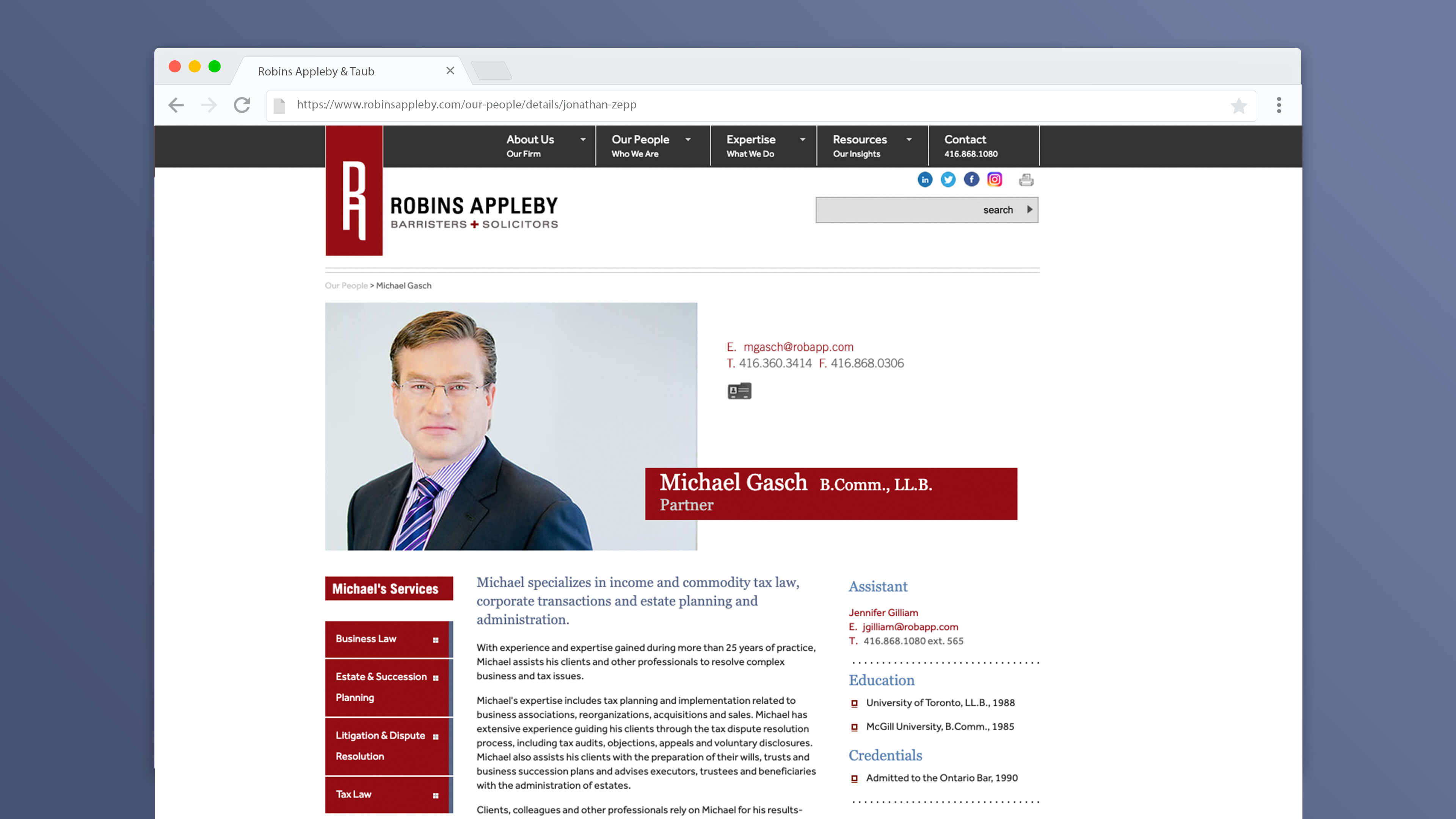 Robins Appleby LLP: Website